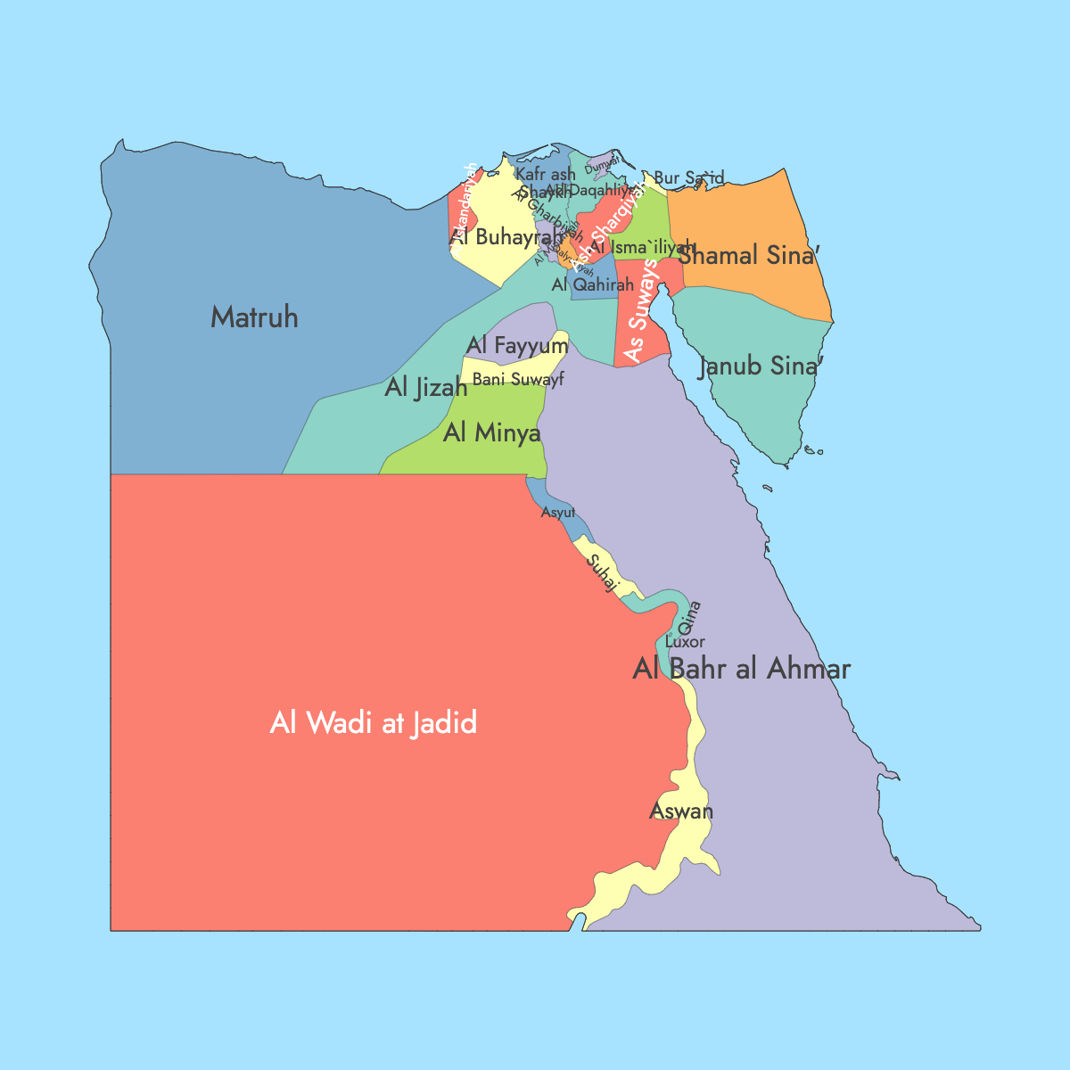 Map of Egypt Governorates — Ultimaps