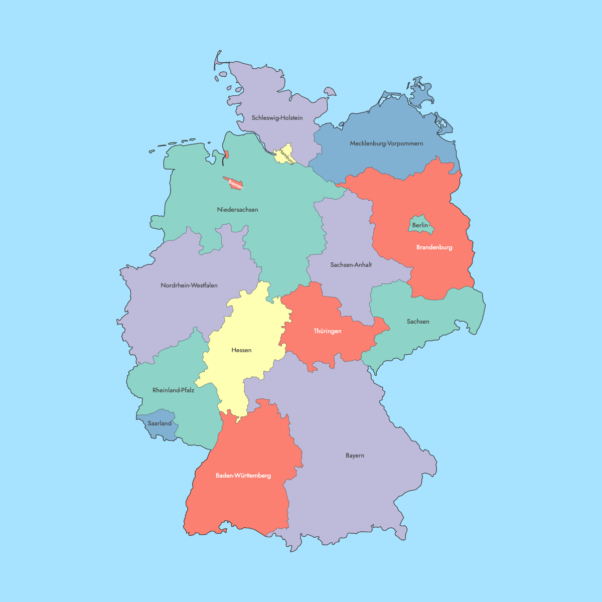 Germany States Map — Ultimaps