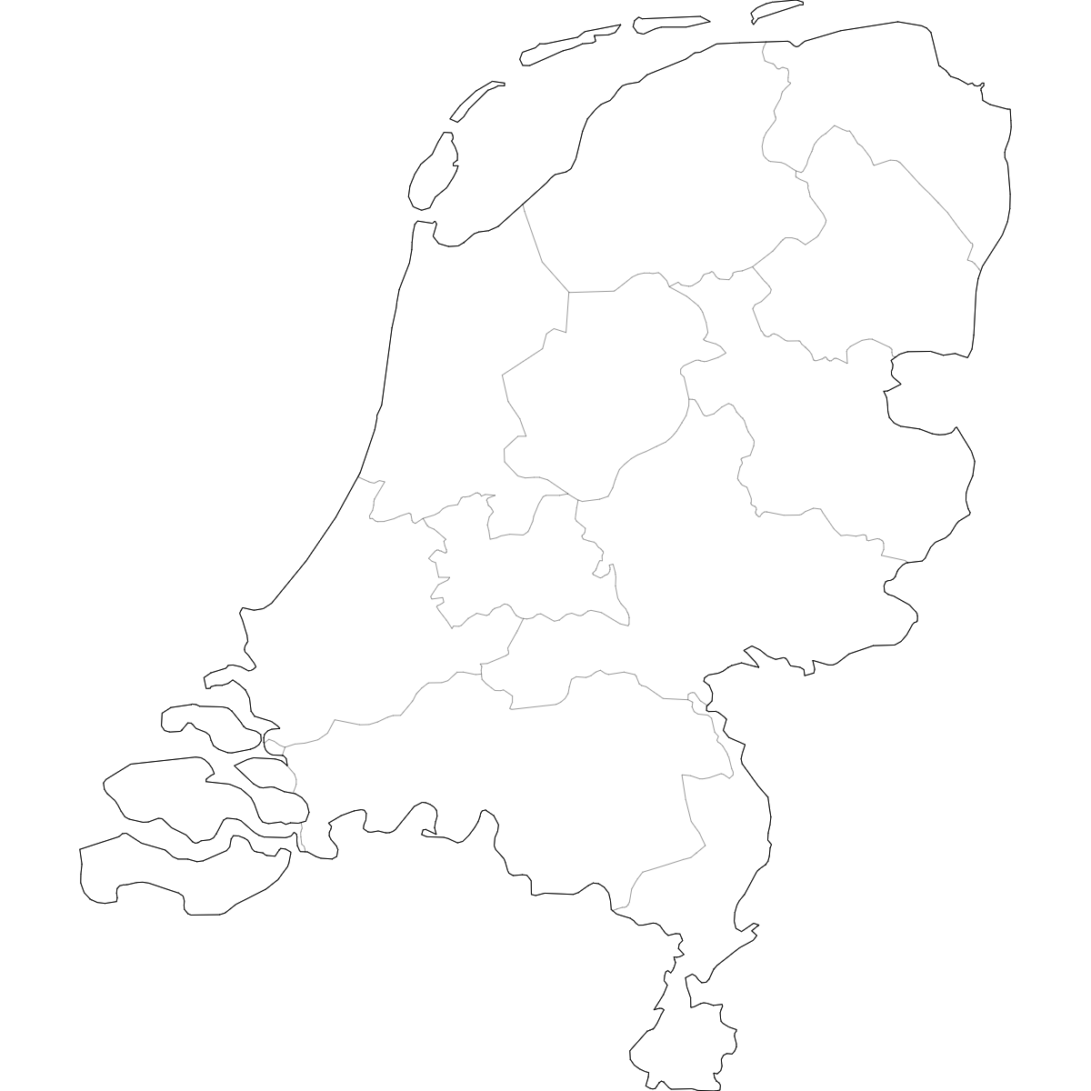 Blank Map of Netherlands Provinces | Free Download — Ultimaps