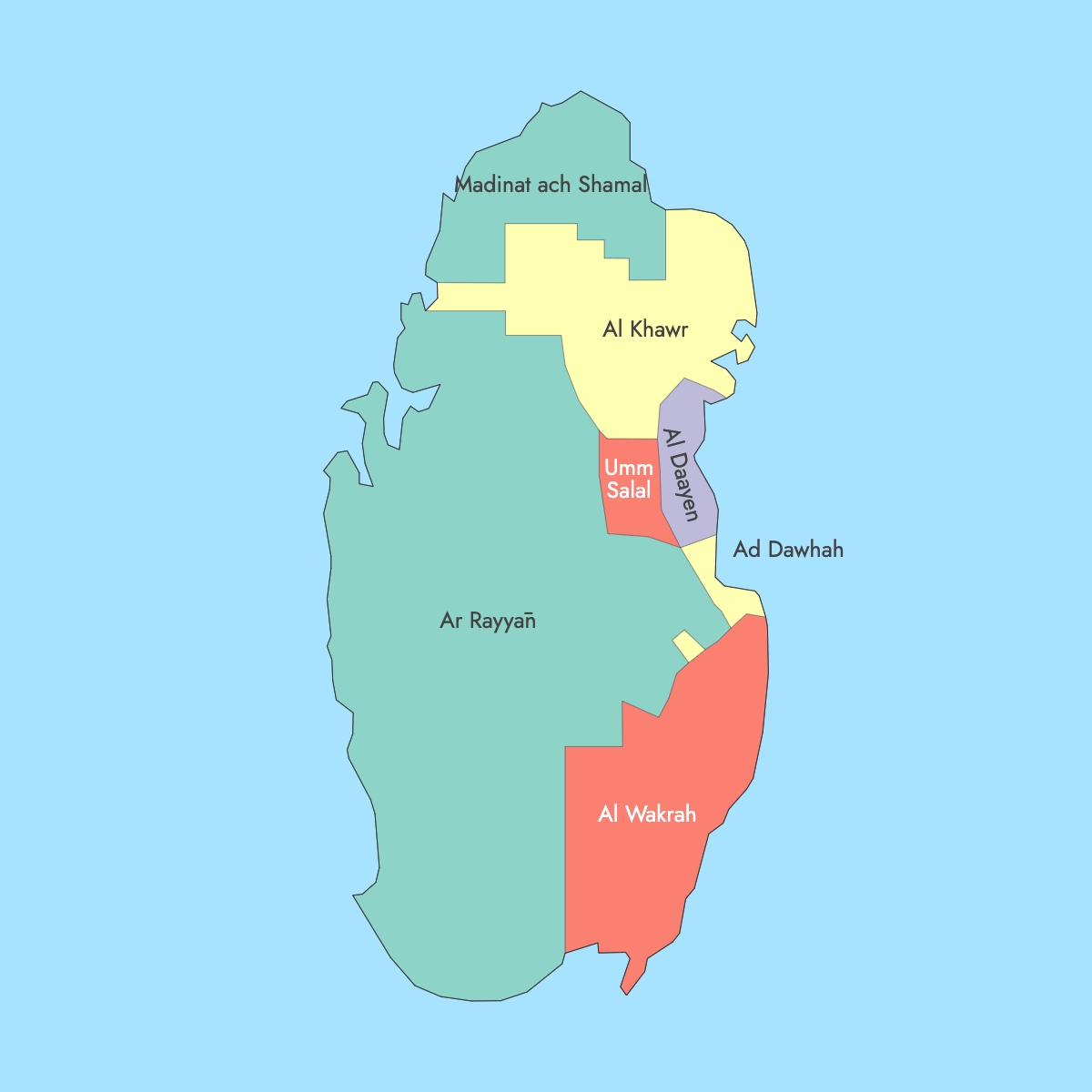 Map of Qatar Municipalities — Ultimaps