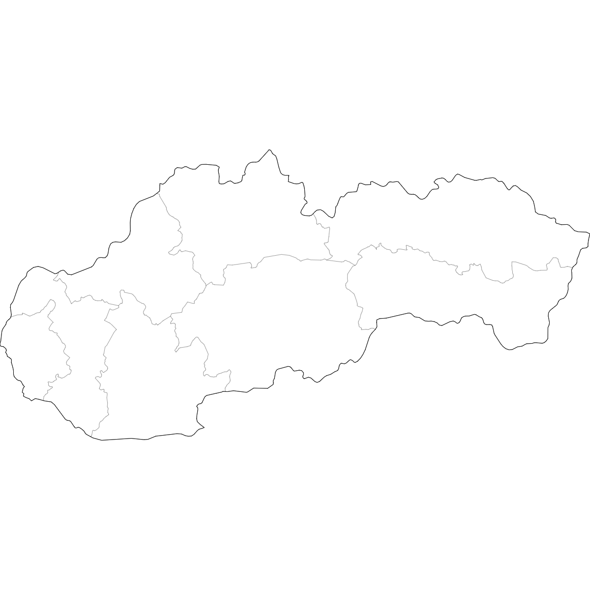 Blank Map of Slovak Regions | Free Download — Ultimaps
