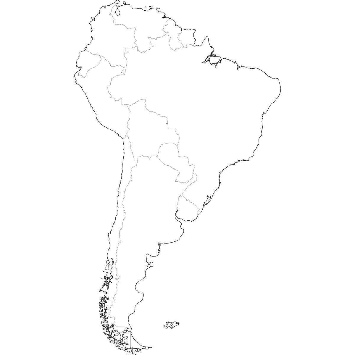 Blank Map of South America | Free Download — Ultimaps