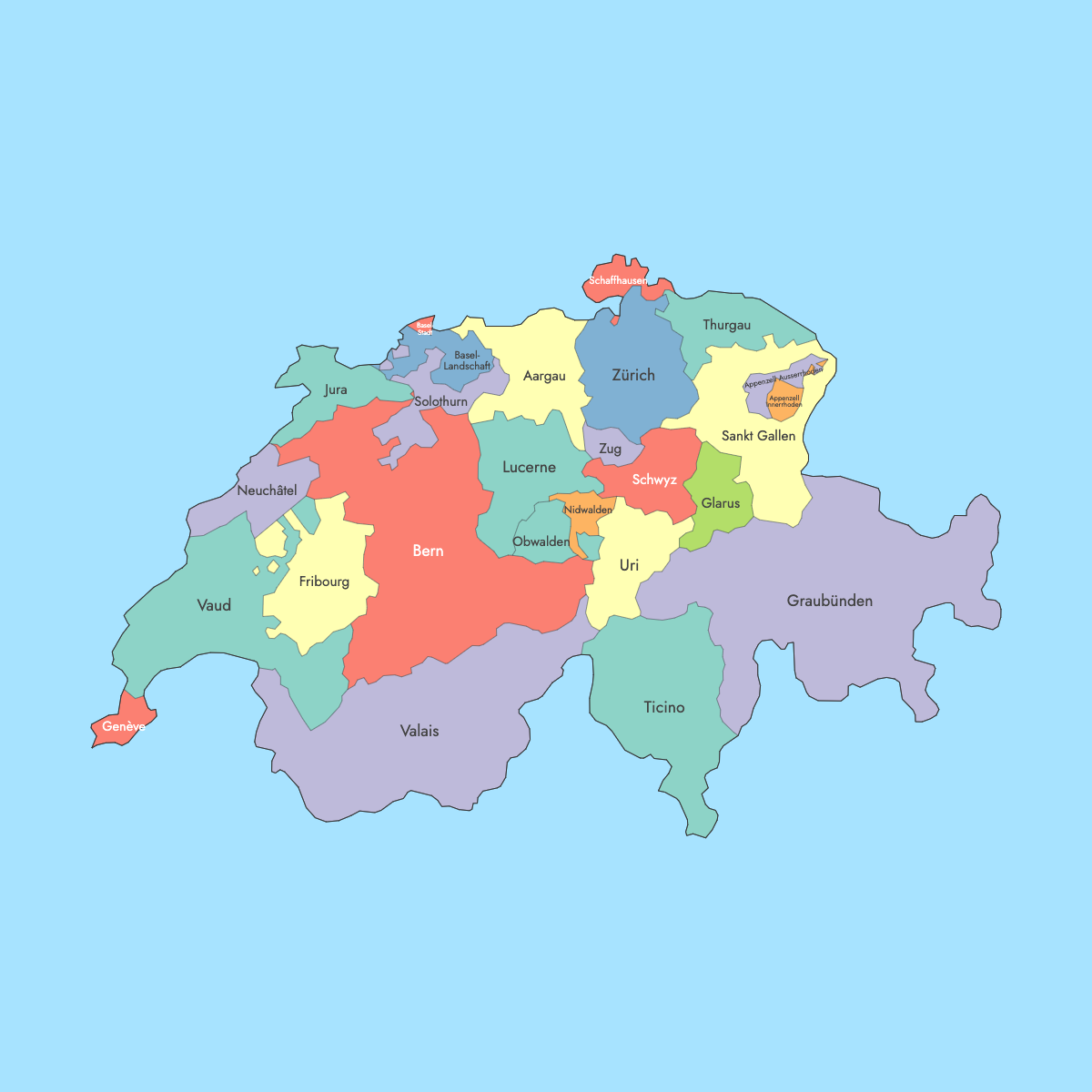 Map of Switzerland Cantons | Explore, Download & Create Your Own — Ultimaps