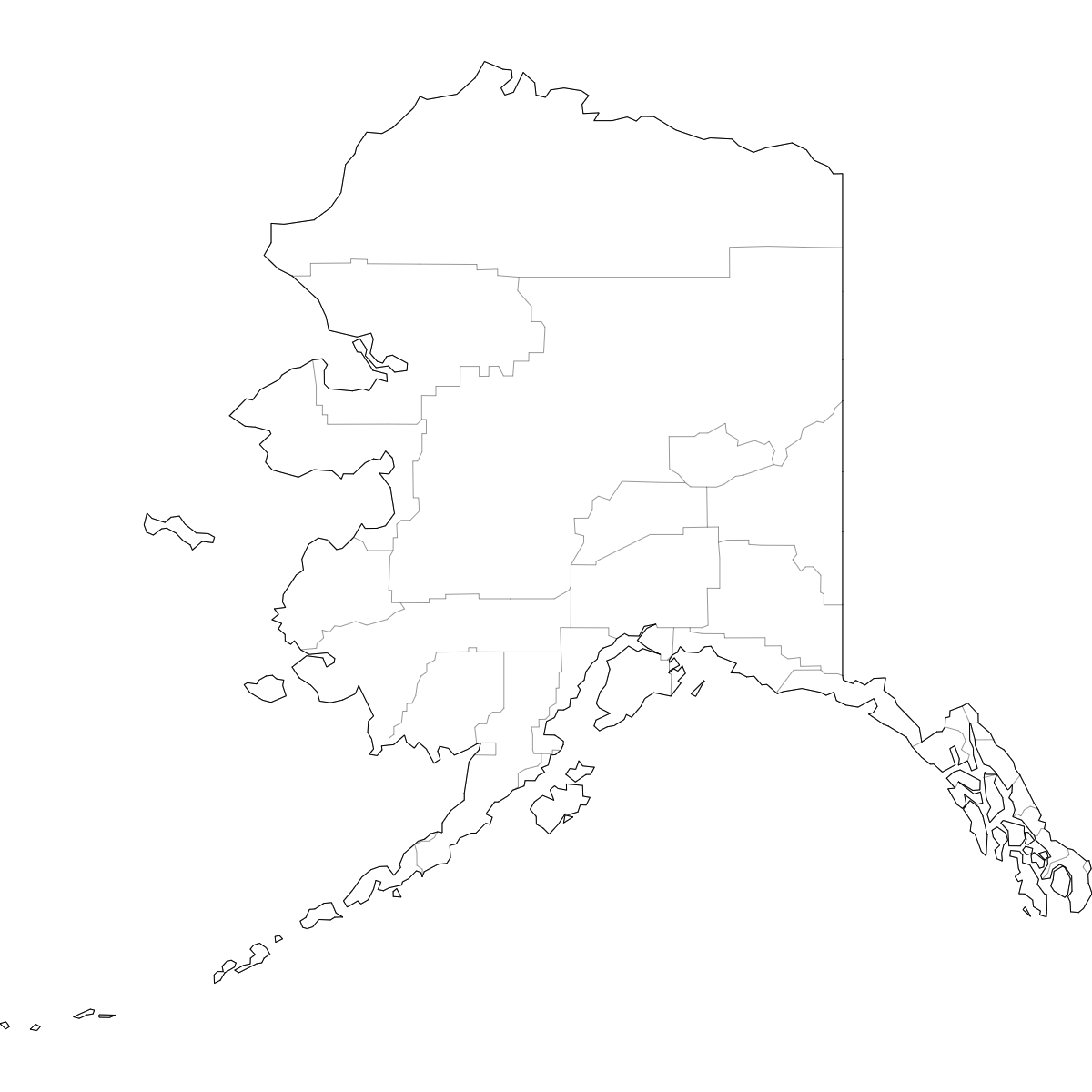 Blank Map of Alaska Counties | Free Download — Ultimaps