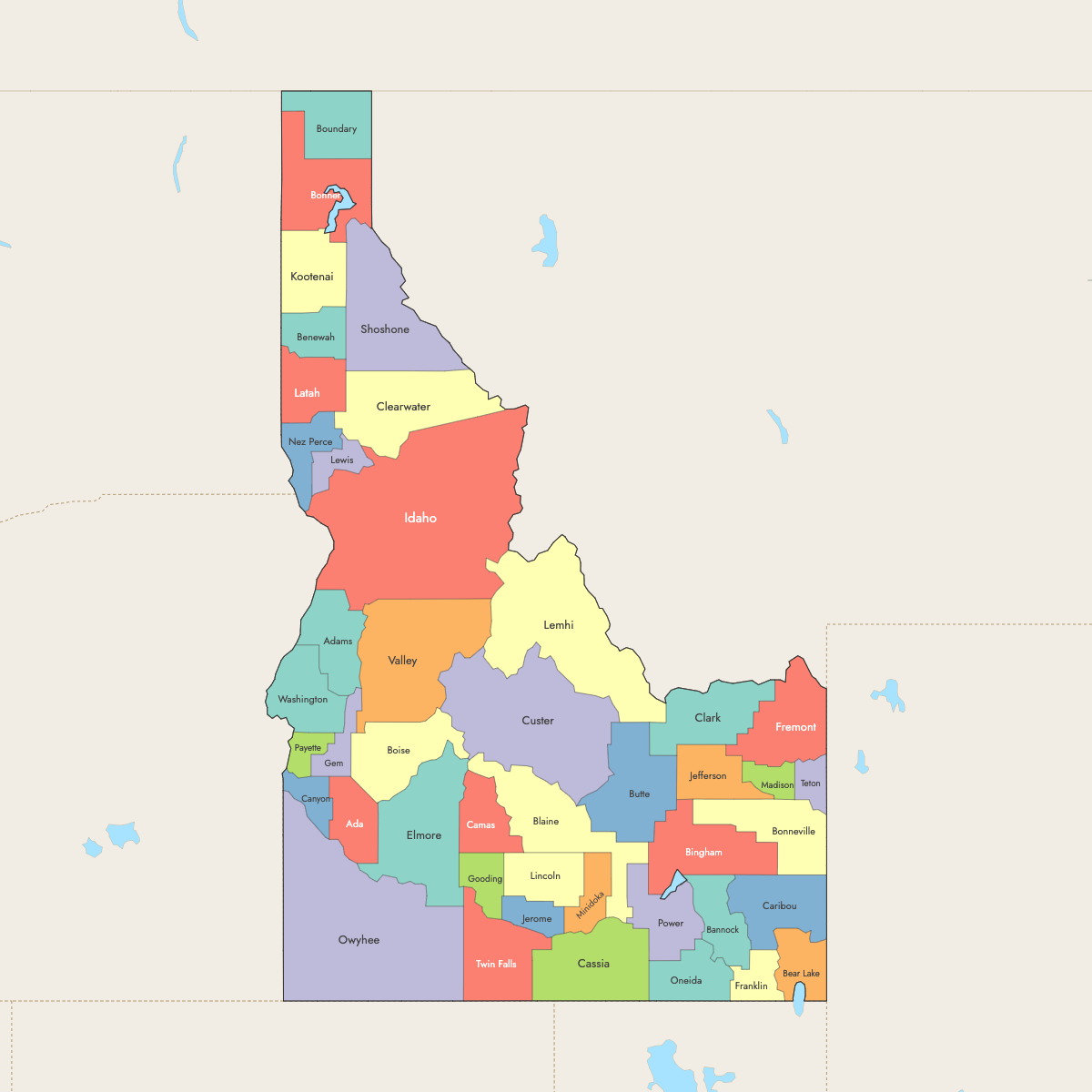 Map of Idaho Counties | Explore, Download & Create Your Own — Ultimaps