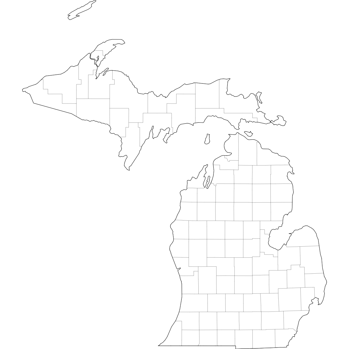 Blank Map of Michigan Counties | Free Download — Ultimaps