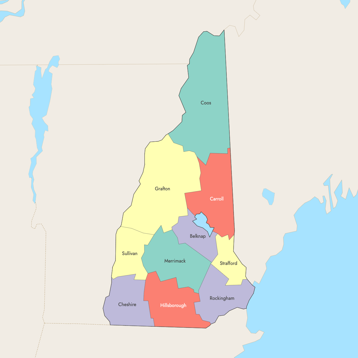 Map of New Hampshire Counties | Explore, Download & Create Your Own ...
